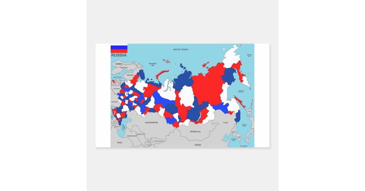 russia country political map flag rectangular sticker | Zazzle
