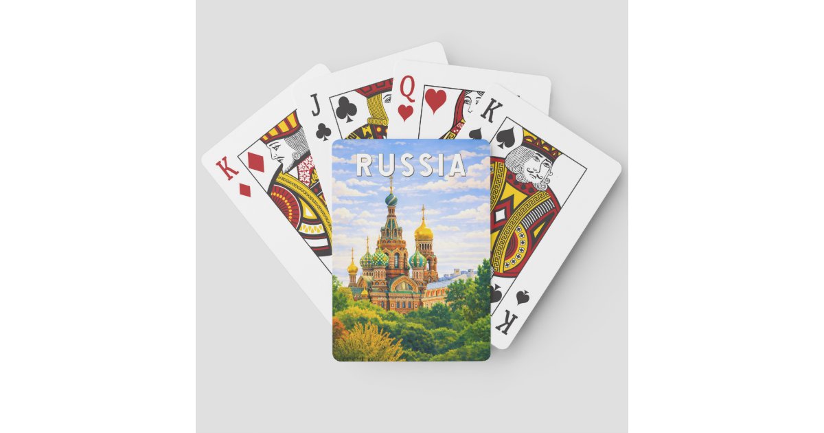 Russia Illustration Travel Art Vintage Poker Cards | Zazzle