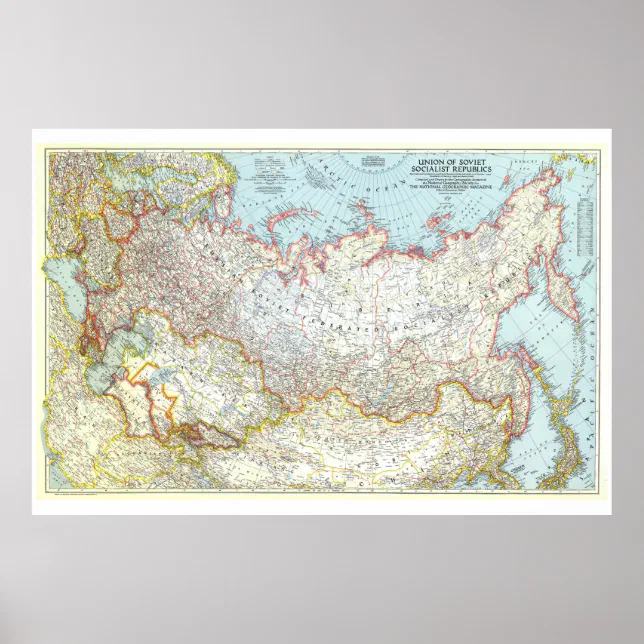 " Russia (Soviet Union): 1944 Detailed MAP ... Poster | Zazzle