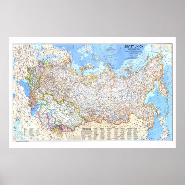 " Russia (Soviet Union): 1976 Detailed Classic MAP Poster | Zazzle