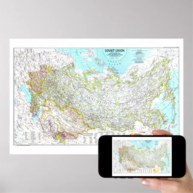 " Russia (Soviet Union): 1990 Detailed MAP ... Poster | Zazzle