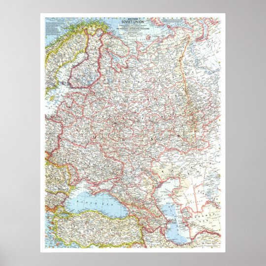 " Russia (Western Soviet Union): 1959 Detailed MAP Poster | Zazzle.com