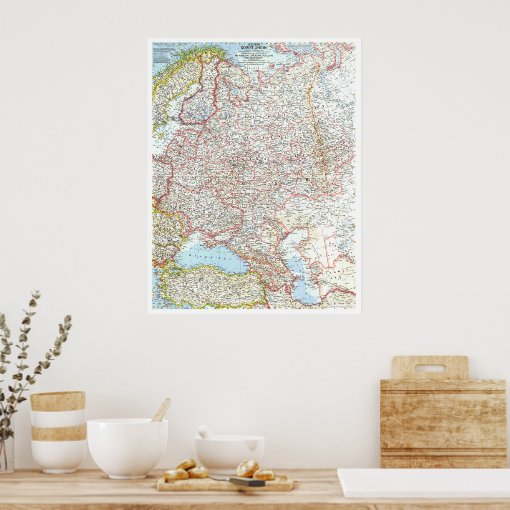 " Russia (Western Soviet Union): 1959 Detailed MAP Poster | Zazzle
