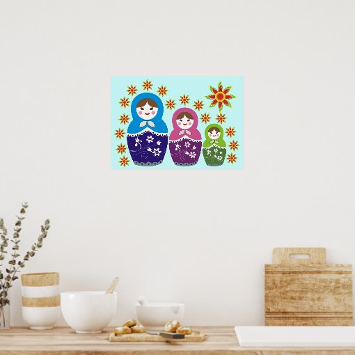 Russian Matryoshka Doll In Sunflowers Posters | Zazzle