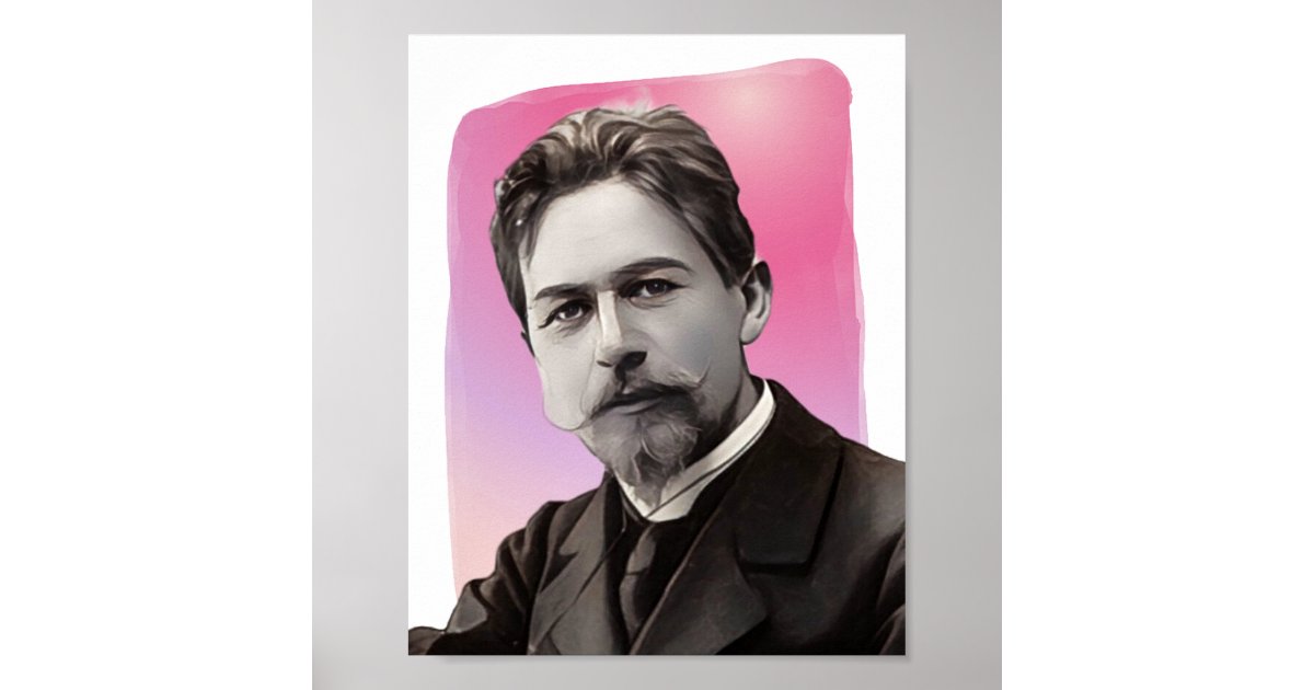 Russian Playwright Anton Chekhov illustration Poster | Zazzle