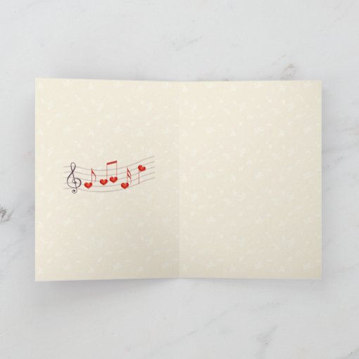 Russian Valentine Card - Musical notes, heart,rose | Zazzle