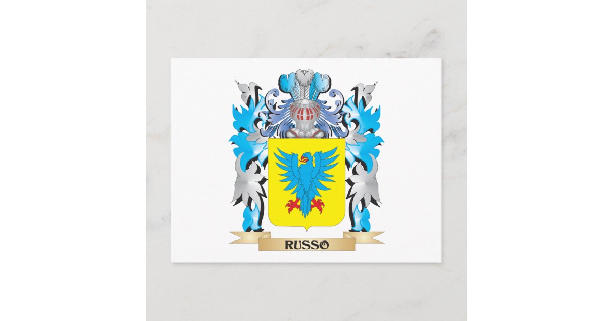 Russo Coat of Arms - Family Crest Postcard | Zazzle