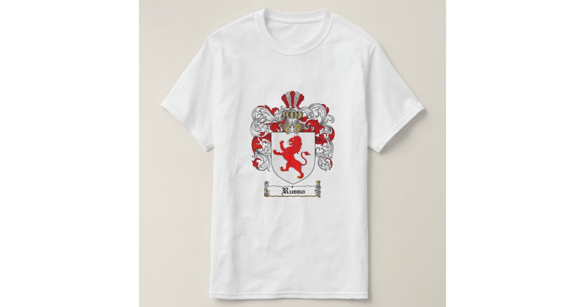 Russo Family Crest - Russo Coat of Arms T-Shirt | Zazzle.com
