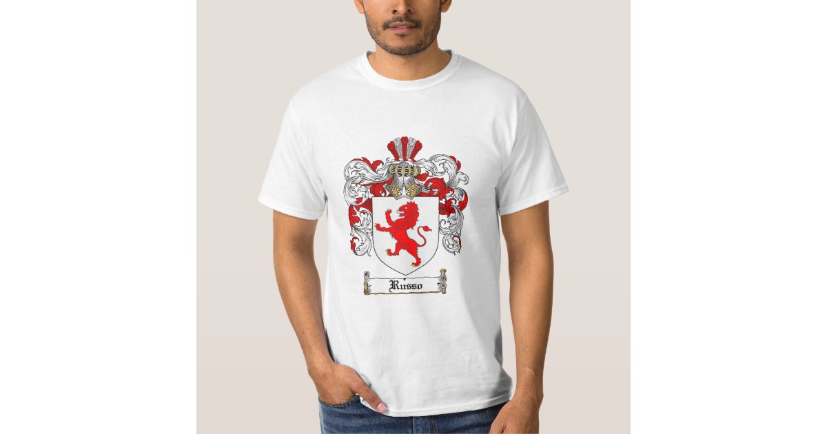 Russo Family Crest - Russo Coat of Arms T-Shirt | Zazzle