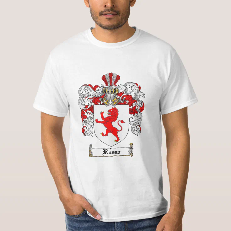 Russo Family Crest - Russo Coat of Arms T-Shirt | Zazzle