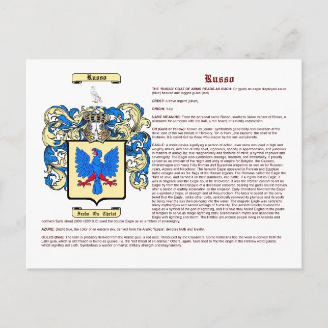 Russo (meaning) postcard | Zazzle