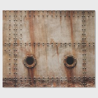 RUST AND TEXTURE ON METAL PLATE SIDES OF STAGED SH WRAPPING PAPER | Zazzle