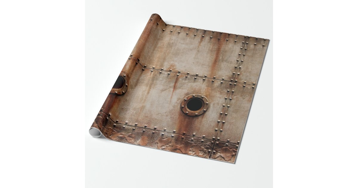 RUST AND TEXTURE ON METAL PLATE SIDES OF STAGED SH WRAPPING PAPER | Zazzle