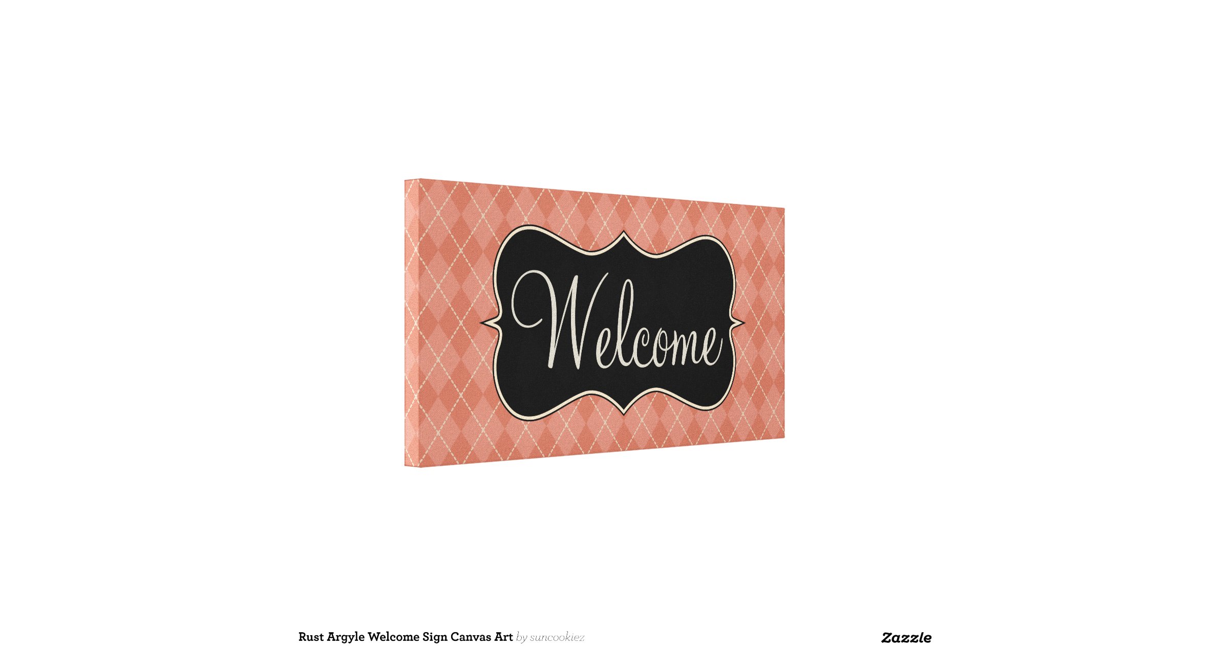 Rust Argyle Welcome Sign Canvas Art Stretched Canvas Print | Zazzle