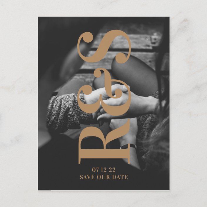 Rust Art Big Monogram Modern Bold Simple Wedding Announcement Postcard ...