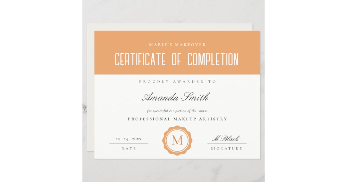 Rust Boho Minimal Certificate of Completion Award | Zazzle