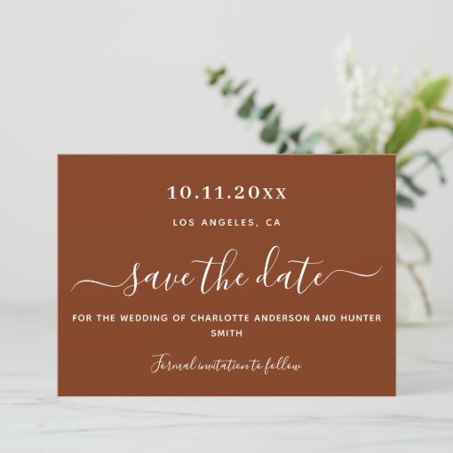 Rust burnt orange wedding save the date | Zazzle