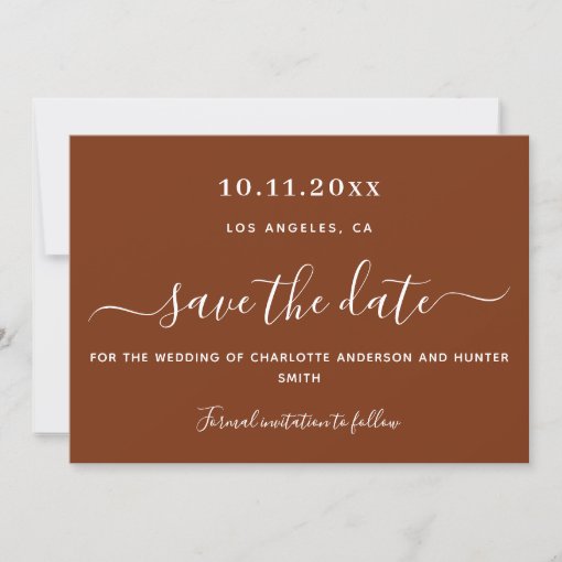 Rust burnt orange wedding save the date | Zazzle