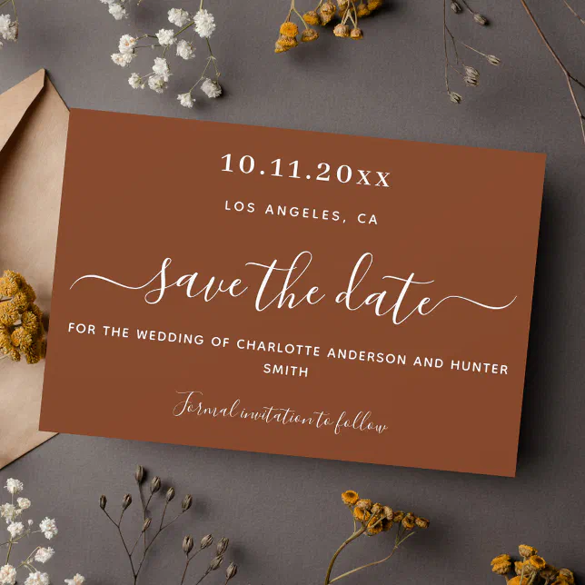 Rust burnt orange wedding save the date | Zazzle