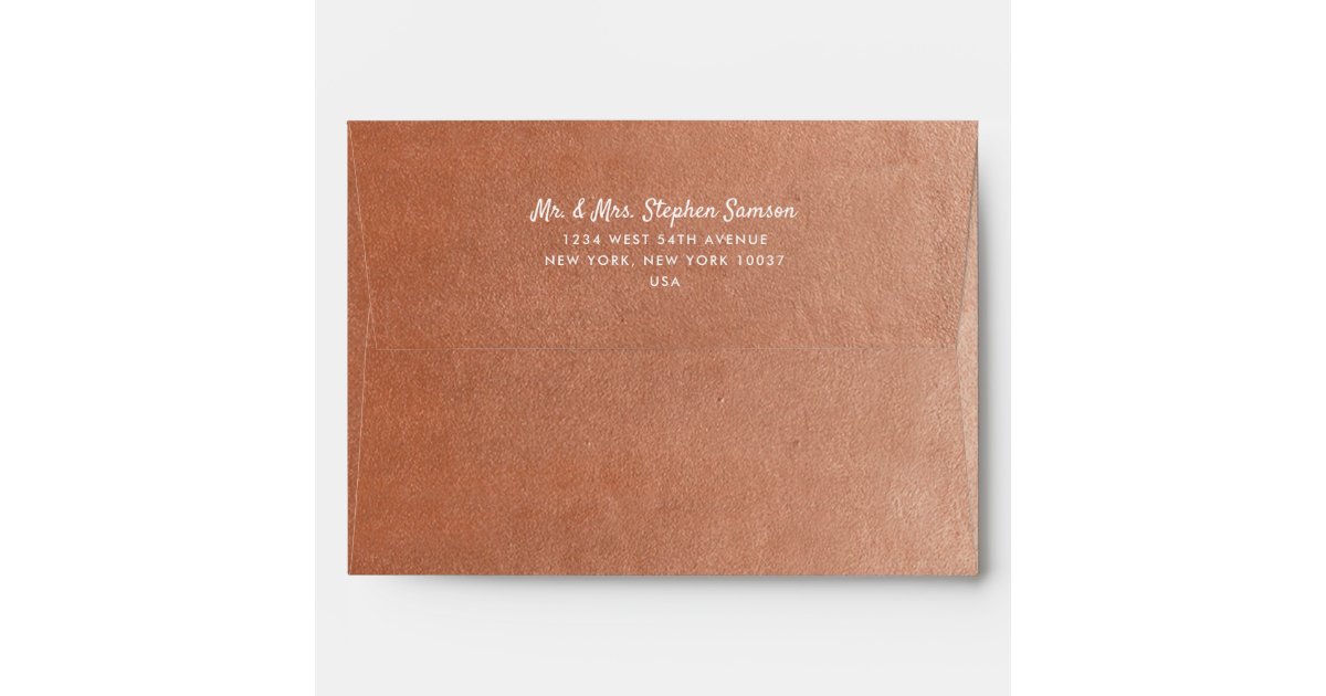 Rust Copper Faux Foil Effect with Return Address Envelope | Zazzle