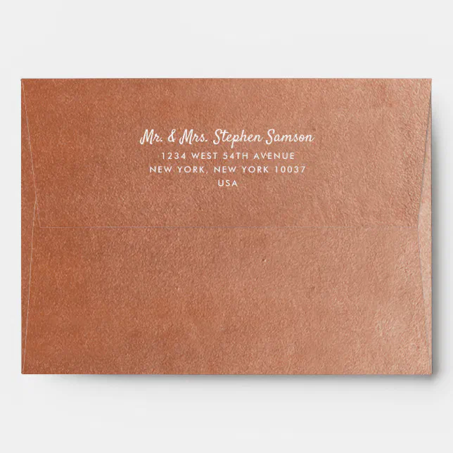 Rust Copper Faux Foil Effect with Return Address Envelope | Zazzle