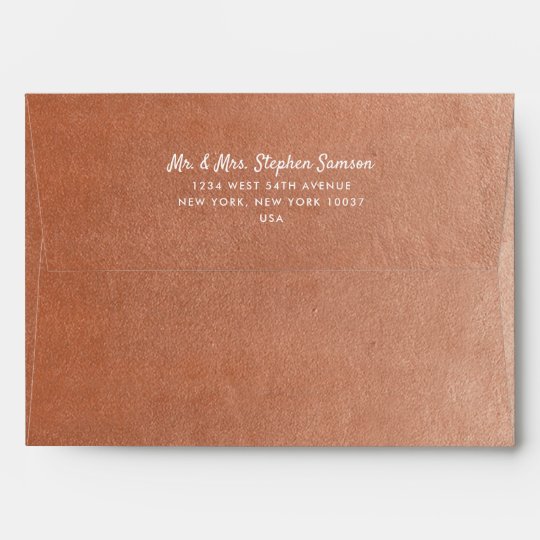 Rust Copper Faux Foil Effect with Return Address Envelope | Zazzle.com