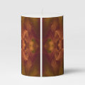 Rust Copper Green Yellow Abstract Tulip Pillar Candle | Zazzle