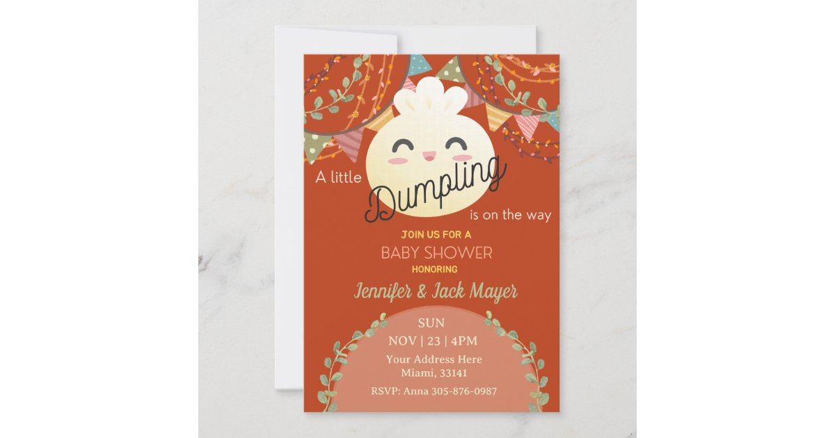 Rust Cute Little Dumpling Baby Shower Invitation | Zazzle