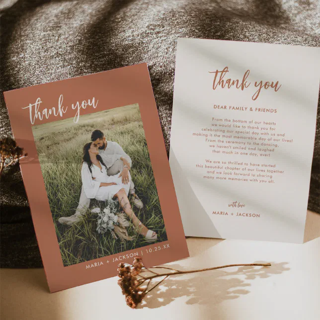 Rust Desert Photo Wedding Thank You Cards | Zazzle