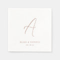 Rust | Elegant Thin Line Script Wedding Monogram Napkins | Zazzle
