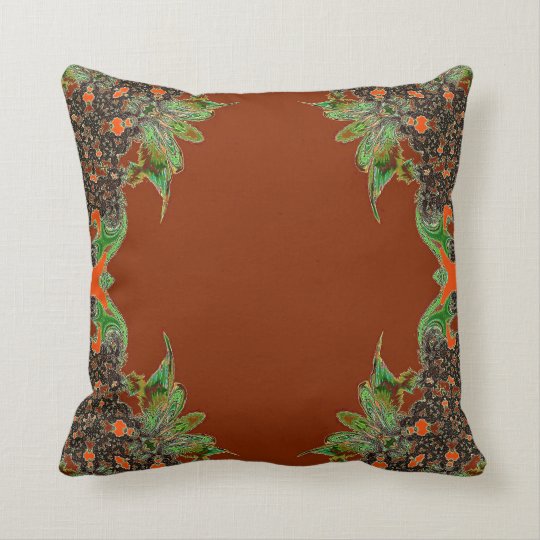 Rust Green Abstract Feathery Throw Pillow | Zazzle.com
