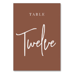 Rust Hand Scripted Table TWELVE Table Number | Zazzle