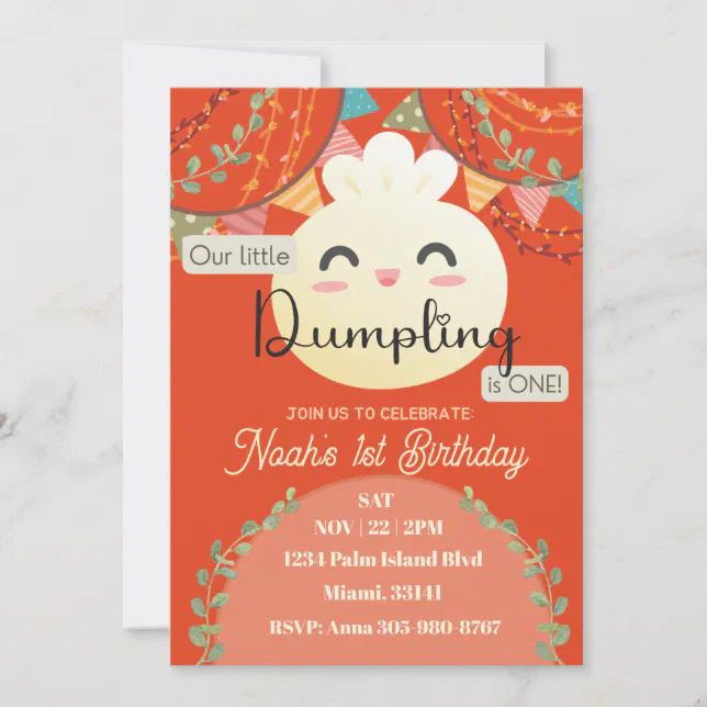 Rust Little Dumpling First Birthday Invitation | Zazzle