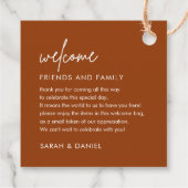 Rust Minimalist Wedding Welcome Gift Bag Basket Favor Tags | Zazzle