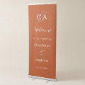 Rust modern simple monogram wedding welcome retractable banner | Zazzle
