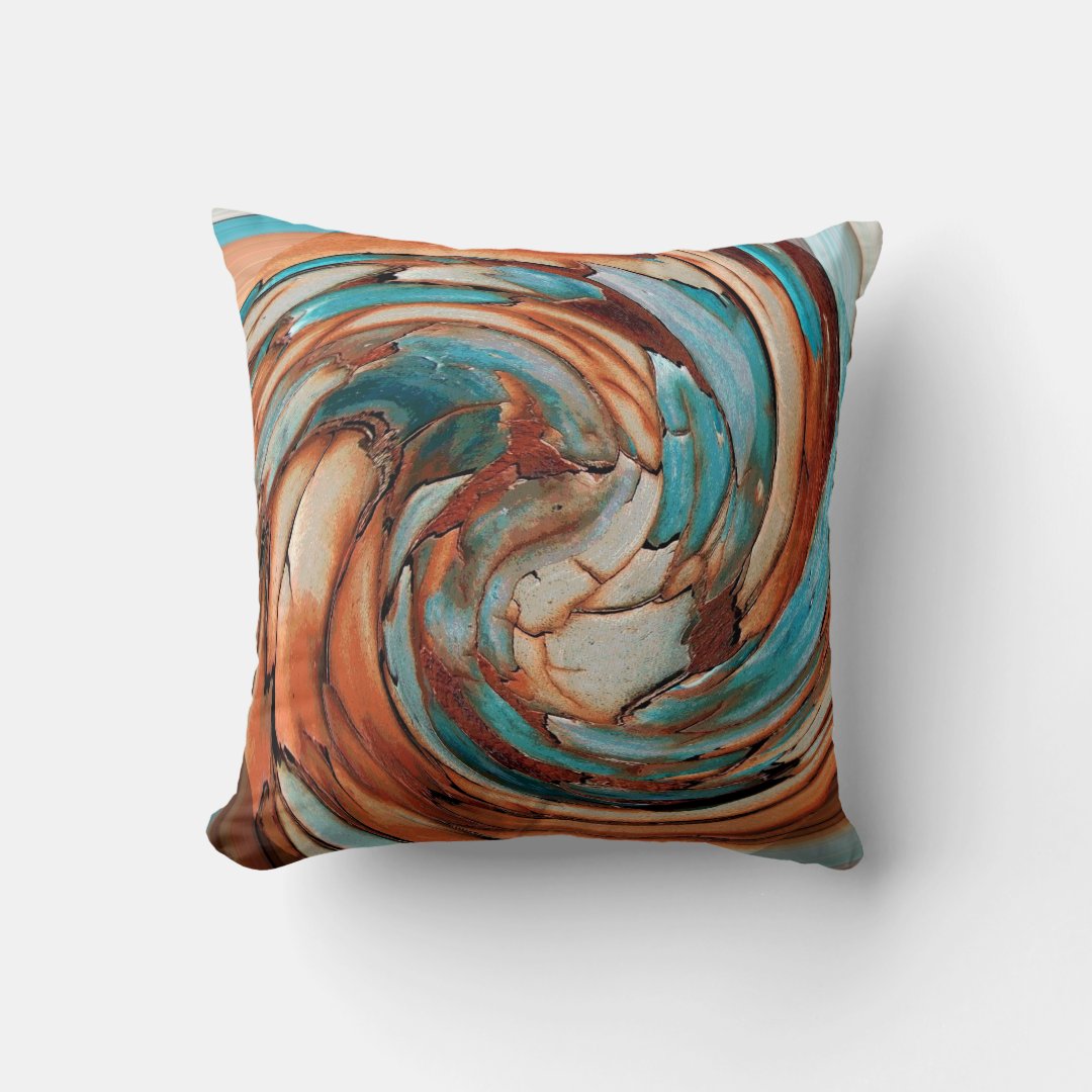 Rust N Blue Abstract Art Throw Pillow | Zazzle