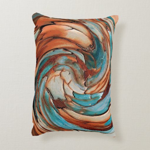 Rust N Blue Abstract Art Throw Pillow | Zazzle
