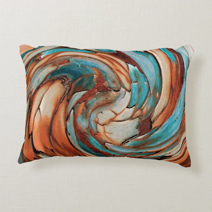 Rust N Blue Abstract Art Throw Pillow | Zazzle