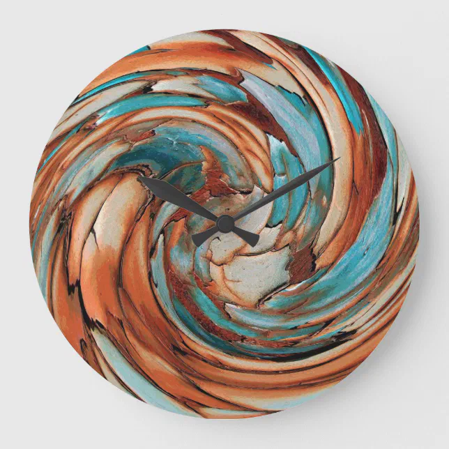 Rust N Blue Abstract Art Wall Clock | Zazzle