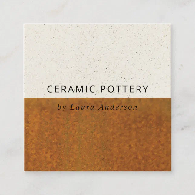 RUST OCHRE CERAMIC POTTERY GLAZED SPECKLED TEXTURE SQUARE BUSINESS CARD ...