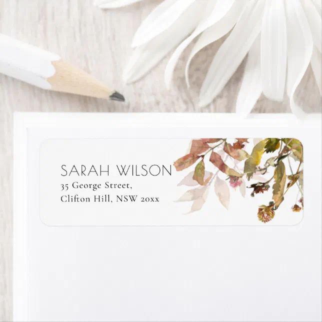 Rust Orange Fall Tree Branch Foliage Address Label | Zazzle