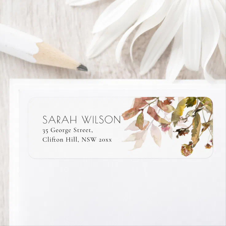 Rust Orange Fall Tree Branch Foliage Address Label | Zazzle