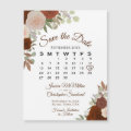 Rust Orange Floral Save the Date Calendar Magnet | Zazzle