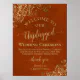 Rust Orange & Gold Chic Unplugged Wedding Ceremony Poster | Zazzle