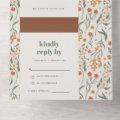 Rust Orange Groovy Retro Arch Floral Wedding All In One Invitation | Zazzle
