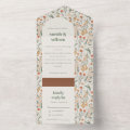 Rust Orange Groovy Retro Arch Floral Wedding All In One Invitation | Zazzle