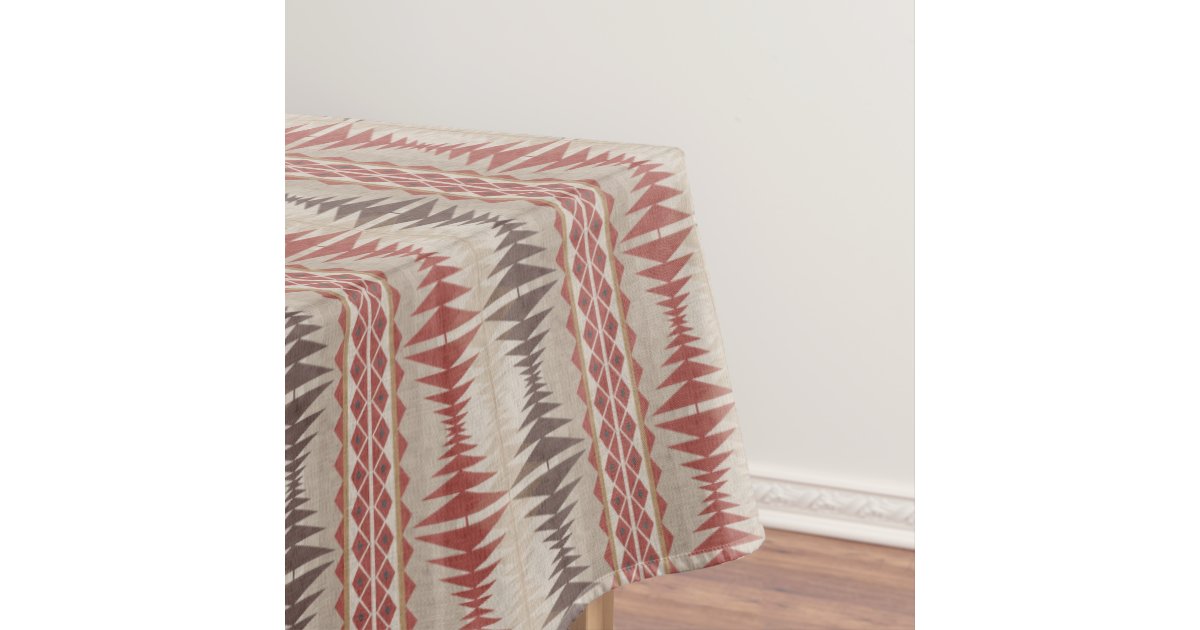 Rust Red Taupe Beige Dark Brown Tribal Art Tablecloth | Zazzle