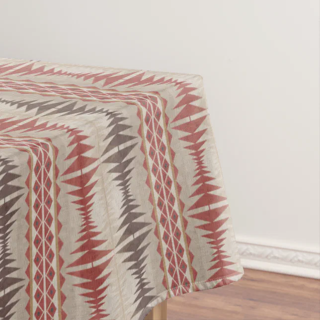 Rust Red Taupe Beige Dark Brown Tribal Art Tablecloth | Zazzle