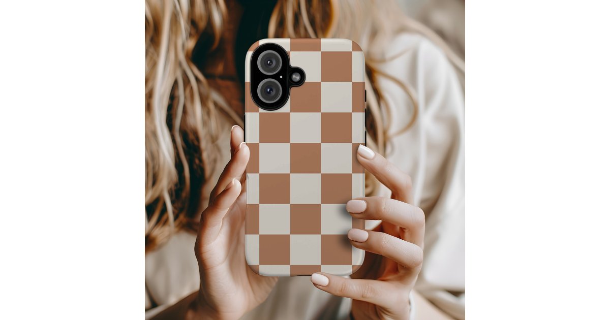 Rust Retro Check Case-Mate iPhone Case | Zazzle