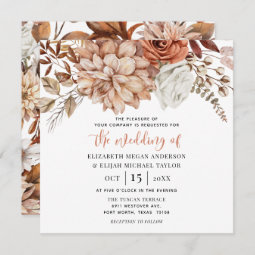 Rust Terracotta Fall Floral Wedding Invitation | Zazzle